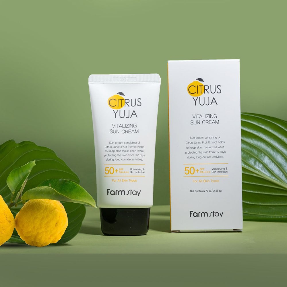 Солнцезащитный крем для лица с юдзу FarmStay Citrus Yuja Vitalizing Sun ...